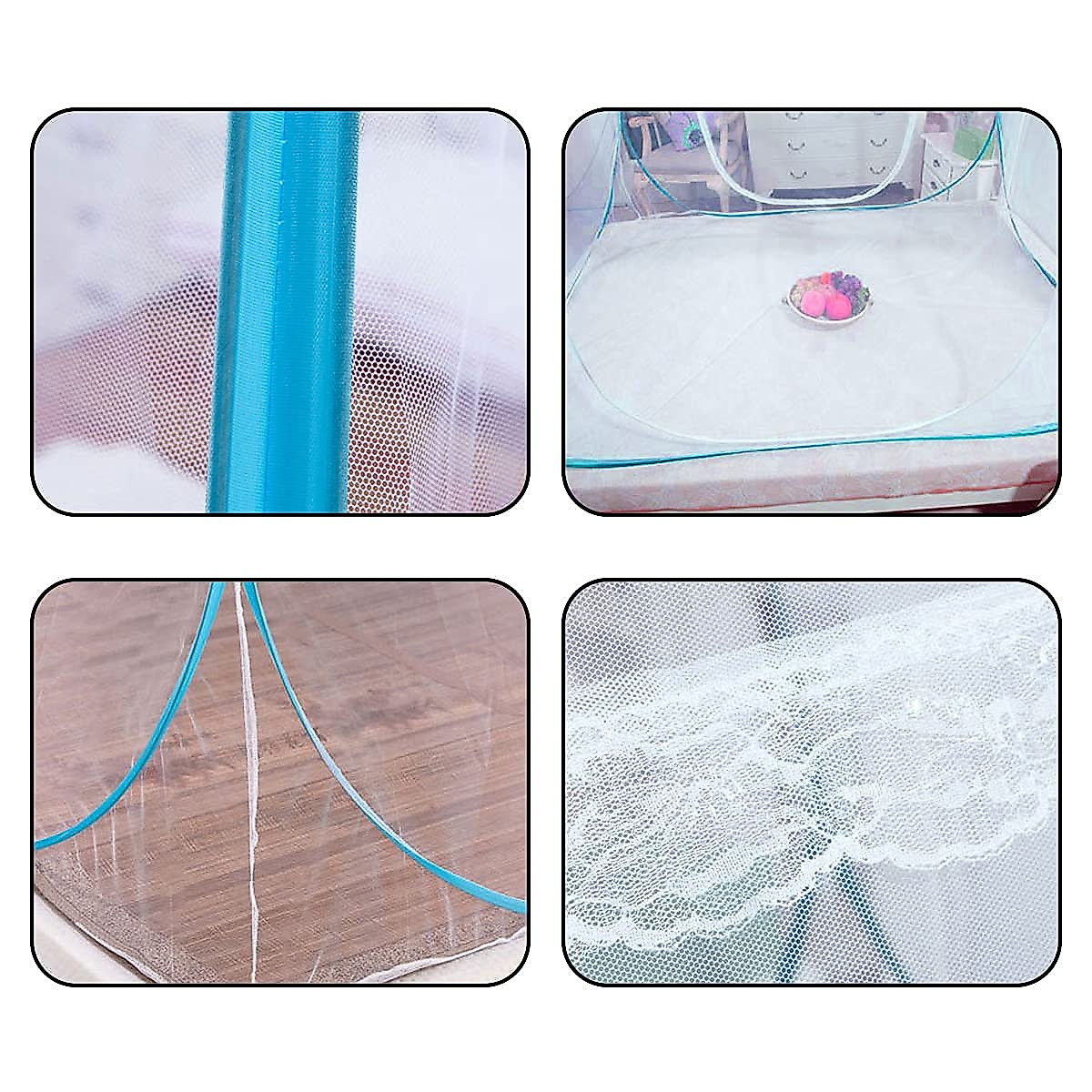 AMMER Pop-Up Mosquito Net Tent for Beds Portable Folding Design with Net Bottom for Baby Adults Trip (79 x71x59 inch)