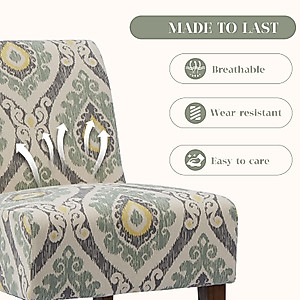 Bonzy Home Fabric Dining Room Chairs,Modern Dining Chairs Set of 2,Floral Upholstered Armless Accent Chair,Comfy Small Slipper Side Chair for Living Room, Color Plaid 2