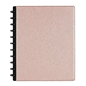 TUL® Discbound Notebook, Elements Collection, Letter Size, Leather Cover, Rose Gold/Pebbled, 60 Sheets