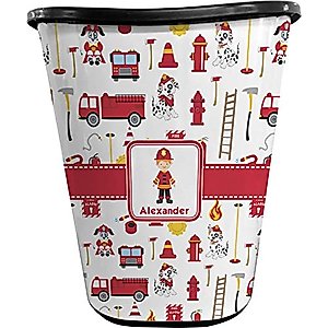 RNK Shops Firefighter Character Waste Basket - Single Sided (Black) w/Name or Text