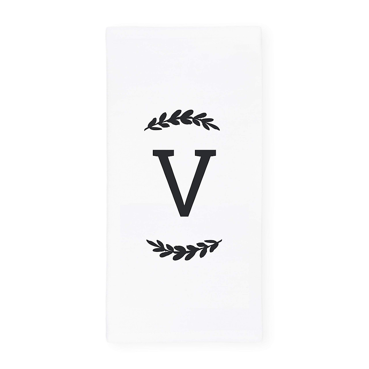 The Cotton & Canvas Co. Personalized Single Monogram Initial V Soft Absorbent Kitchen Tea Towel, Flour Sack Towel, Dish Cloth