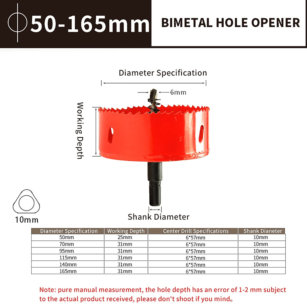 Esuphands HSS Bi-Metal 6-1/2 inch Hole Saw with Arbor Mandrel,Heavy Duty Steel Design for Wood Planks, Cornhole Boards,Aluminum, Drywall and Plastics. (165mm)