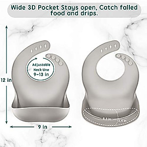 Silicone Baby Bibs for Girls and Boys, Waterproof Feeding Bibs for Babies (6-72months) Blue