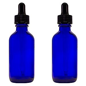 GreenHealth - Pack of 2 - Cobalt Blue Glass Bottle 2oz with Glass Dropper
