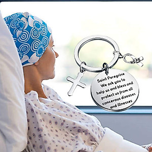 FEELMEM Patron Saint of Cancer Saint Peregrine Cancer Prayer Keychain Illnesses Cancer Survivor Gift Cancer Hope Gift