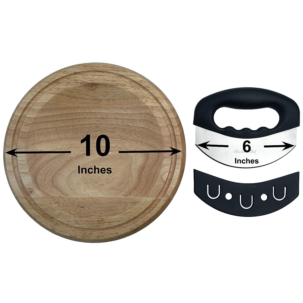 Checkered Chef Mezzaluna Knife Set with Cutting Board & Cover