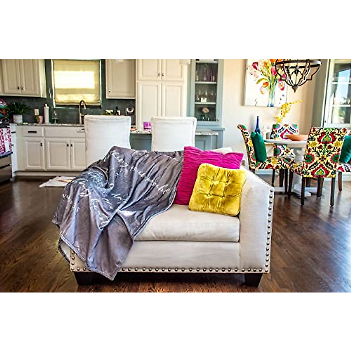 Double Creek Lightweight Scripture Throw Blanket Inspirational Verses Philippians 4:13, Luke 1:37, Proverbs 3:5, Comfort Blanket 50"x 60" Get Well Gift Men Women