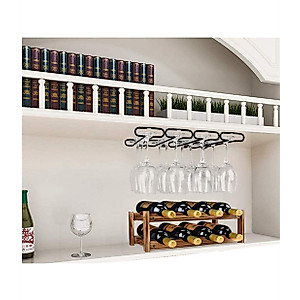 LAP Wine Glass Rack - Under Cabinet Stemware Wine Glass Holder Glasses Storage Hanger Metal Organizer for Bar Kitchen Black (1 Rows 2 Pack)