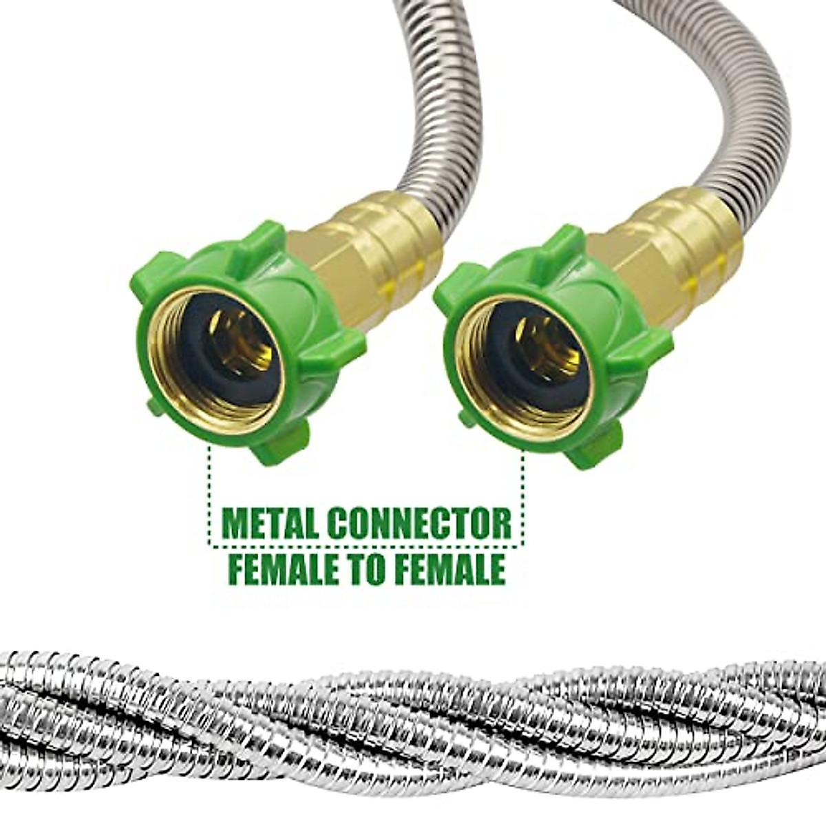 YANWOO 304 Stainless Steel 6ft Short Garden Hose with Female to Female Metal Connector, Flexible & Lightweight Water Hose, Drinking Water Safe (6ft)