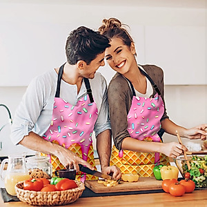 LMSM Ice Cream Apron Melting Ice Cream Cones Colored Sprinkles Funy Apron With Adjustable Neck For Unisex Kitchen