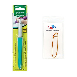 Clover Needlecraft Amour Crochet Hook Size 12mm Bundle with 1 Artsiga Crafts Stitch Holder 1058