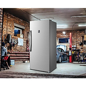 Smad 21 Cu.Ft. Upright Freezer, Convertible Refrigerator Freezer with LED Control Panel, Door Ajar Alarm, Stand Up Frost Free Freezer for Garage, Kitchen, Home, Office, Stainless Steel