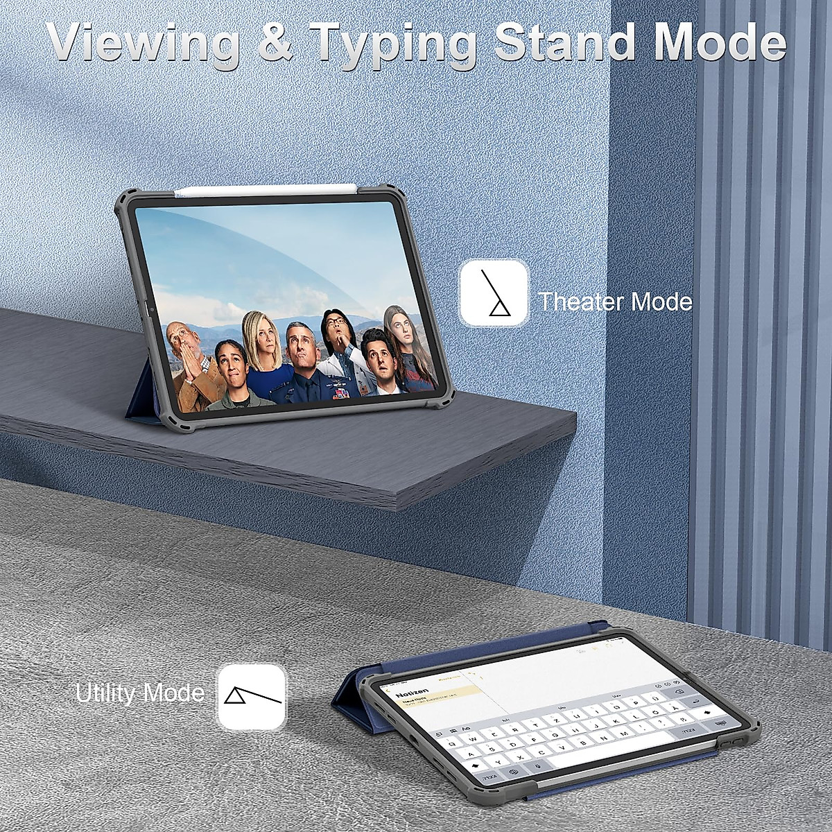 Fintie Hybrid Rugged Case for iPad Pro 11-inch (4th / 3rd Generation) 2022/2021 - Military Drop Tested Heavy Duty Protective Clear Cover with Pencil Holder, Also Fit iPad Pro 11" 2nd Gen, Navy