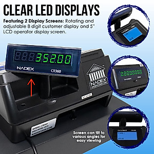 Nadex CR360 Cash Register, 4700 Lookups 50 Dept 50 Clerks, Quick Load Thermal Printer, Compact Size, Cash and Coin Drawer, Black