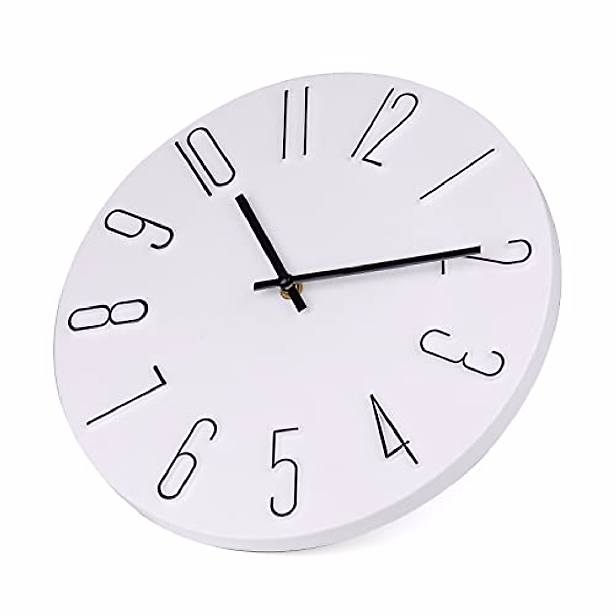 jomparis Wall Clock 12" Silent Non-Ticking Modern Style Wooden Wall Clocks Decorative for Office Home Bedroom School (White)