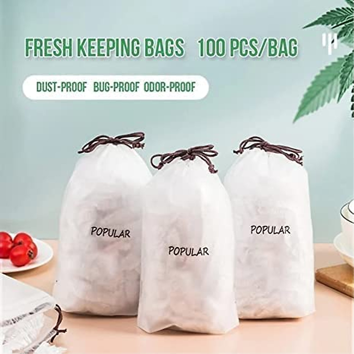 Glorihoby Fresh Keeping Bags, Reusable Fresh Keeping Bags, Elastic Fresh Keeping Bags, Universal Fresh Keeping Bags Food Covers for Fruit Leftover Meal Prep (2 bag)