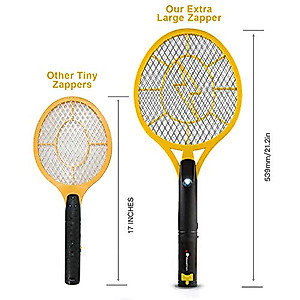 Beastron Bug Zapper Electric Fly 3000V USB Rechargeable, Mosquito Racquet Killer Racket with LED Light & 2 Layer Mesh (Large Size), yellow