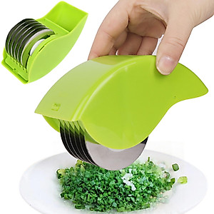 Herb Stripper Herb Chopper with 6 Blade Manual Herb Chopper Stainless Steel PP Herb Cutter Sharp Detachable Washable for Cilantro Scallion Parsley Yellow