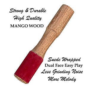 Tibetan Easy Play Hard Wood Singing Bowl Leather-Wrapped Striker, Mallet Red