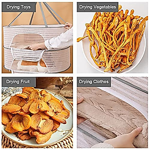 Bakidn Herb Drying Rack 3 Layer Hanging Mesh Net for Plants Hanging Drying Fish Net Foldable Hanging Mesh Dryer for Buds, Fruits, Hydroponics Flowers, Vegetables, Fish, or Clothes, Doll