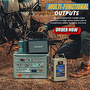 150W Hand Crank Generator, Portable Power Station w/Folding Handle, Aluminum Alloy Small Inverter Generator Rechargeable for Home Camping Outdoor Smartphone Charger