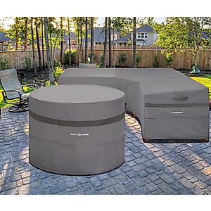 PATIOASIS Grey Outdoor V-Shaped Sofa Cover 102''L x 102''W x 35.5''D x 31/26''H Waterproof Sectional V Shape Patio Furniture Cover All Weather Proof