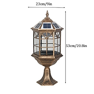 XMFXIAO Classic European Household Metal Pillar Lamp Simple Villa Wall Decoration Wall Headlight IP65 Level Garden Lighting Lawn Lamp Solar and City Electricity Dual-Purpose Lighting Equipment