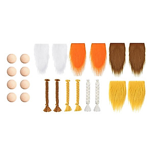 Generic Soft Faux Fur Gnome Beard and Natural Wood Balls DIY Crafting Kit, Style A, 18cmx9cm