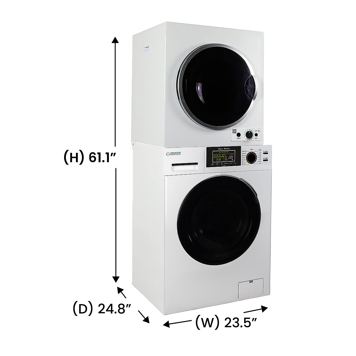Equator Digital Touch Apartment 110V Set 18lbs Washer+Vented 3.5cf Auto/Time Dry