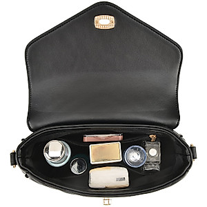 lola mae Quilted Crossbody Bags for Women Shoulder Handbag with Coin Purse Chain Strap Trendy Purse (Black-LM739)