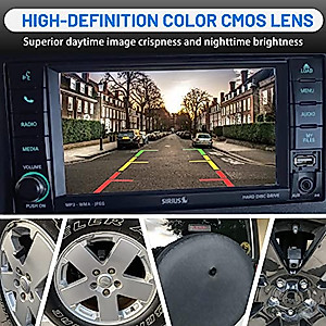 EWAY Classic 1.0 Backup Reverse Rear View Spare Tire Mount Camera for Jeep Wrangler 2007-2018, Reversing Parking Aftermarket Camera Removable Guideline, Uconnect Radio Backup Camera Wire Adapter