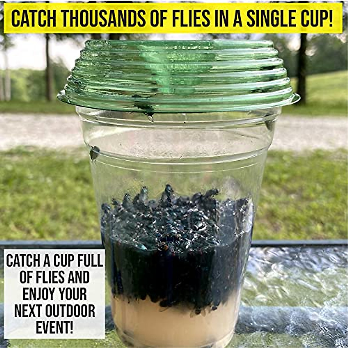 Billy-Bob Fly Lid - Indoor Outdoor Eco Friendly Fly Control Pack - Includes 24 Fly-Lids for Disposable Cups and 3 Fly-Lids for 5 Gallon Buckets