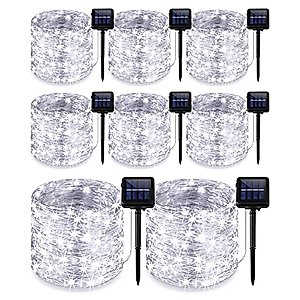 8 Pack Solar String Lights Outdoor Waterproof Each 240 Led 78ft Solar Fairy Lights Outdoor 8 Mode Led Solar Outdoor Lights Tree Lights Waterproof Copper Wire Lights for Tree Garden Yard(Cool White)