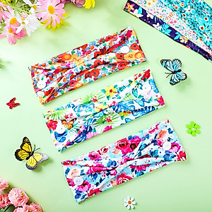 Jexine 20 Pcs Nurse Headbands with Button for Women Nursing Headbands for Nurses Doctors Nursing Accessories Mask Headbands Non Slip Hair Bands for Ear Protection Men Girls Workout Yoga(Floral)