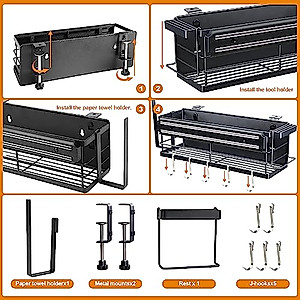 KOCZIL Griddle Caddy for Blackstone 28"/36", Blackstone Caddy Space Saving BBQ Accessories Organize, Grill Caddy for Outdoor Grill, Includes Magnetic Grill Tool Holder, Knife Holder,Paper Towel Holder