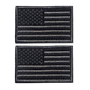American Flag Patch, Tactical Military Flag Patches, American Military Flag Emblem Patch. (Black Gray)