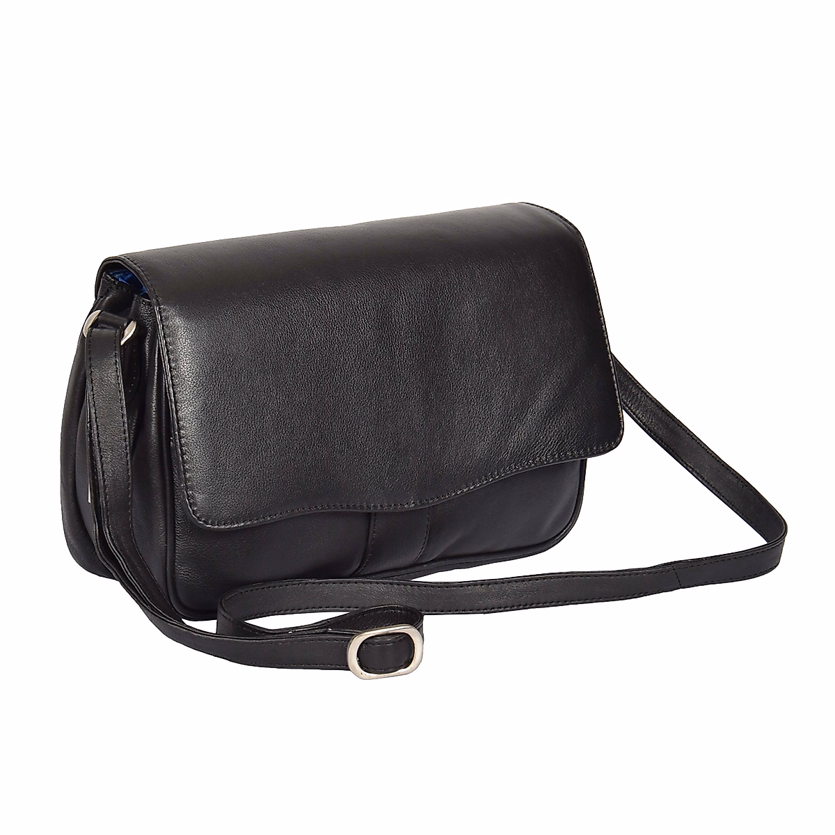 Black Leather Shoulder Bag Womens Classic Flap Over Messenger Casual Handbag Ada