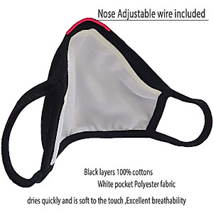 Forno 5 Pack Face Masks,Unisex Face Mask with Adjustable Nose Bridge,Black Dust Cotton, Washable Reusable Cloth for Adults【USA seller】