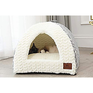 Miss Meow Cat Bed for Indoor Cats,Medium Large Cats Cave Bed,Machine Washable,Removable Cushion Cover,Small Dogs Tent Bed