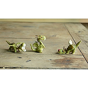 Top Collection 4413 Miniature Fairy Garden & Terrarium Mini Dragon Roaring Statue, Small, Green