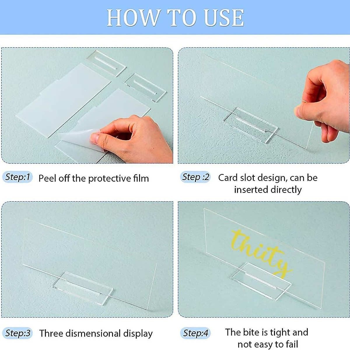 Soaying 20Sets Acrylic Sign Acrylic Table Signs with Stand, Blanks Acrylic Table Numbers for Wedding and Food & Beverage Decor