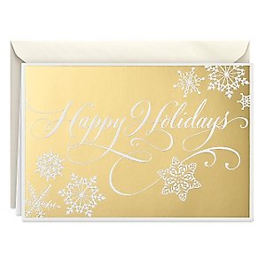 Hallmark Boxed Holiday Cards, Gold Happy Holidays (16 Cards and 17 Envelopes)