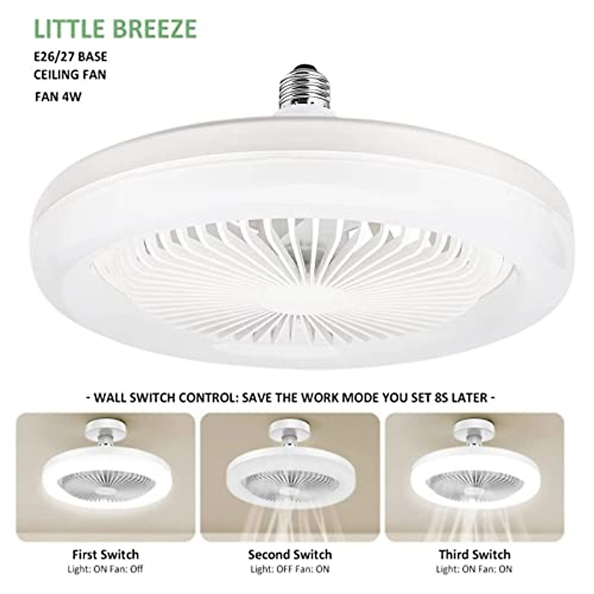 Fan Light, Ceiling Fans with Lights and Remote Ceiling Fan with Lights, Enclosed Low Profile Fan Light, Ceiling Light Hidden Electric Fan Delier with Remote Control Modern Ceiling Fan with Light