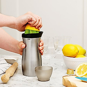 Tovolo Cocktail Shaker Stainless Steel (24 oz.) - Built-In Citrus Reamer, Strainer, & Jigger / Gadget for Bar Cart, Bartending, Home Bar, Mixology, Kitchen, & Gifting