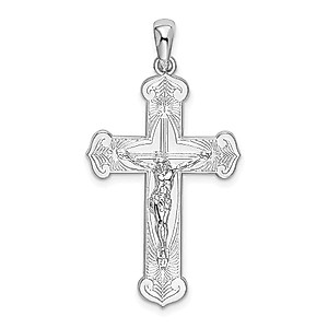 Diamond2Deal 925 Sterling Silver Budded Crucifix Pendant