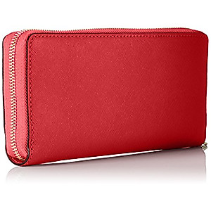 Michael Kors Jet Set Travel Continental Zip Around Leather Wallet Wristlet (Bright Red)