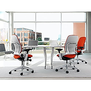 Steelcase Leap Task Chair: Black Base - 4D Adjustable Arms - Headrest - Standard Carpet Casters
