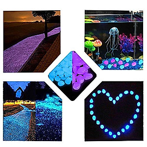 Ebliiny 500Pcs Glow Stone Glowing in The Dark Pebbles Outdoor Decor Fish Tank Gravel Rocks Decoration (Pink in Daytime, Purple in The Dark)