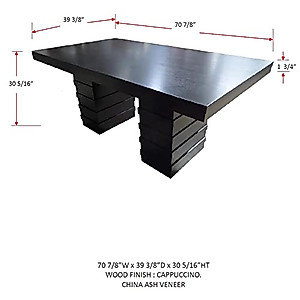 KB Designs - Rectangle Pedestal Wood Dining Room Table, 71 Inch, Cappuccino