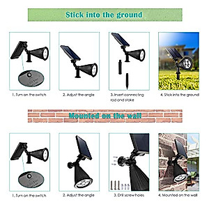 URPOWER Solar Lights Outdoor, Adjustable Solar Spot Lights Outdoor, 2-in-1 Waterproof Solar Landscape Spotlights Wall Light, Dusk-to-Dawn Solar Powered Outdoor Light for Garden, Yard, Pathway (2 Pack)